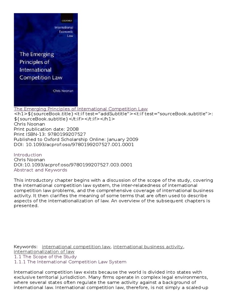 Emerging Principles of International Competition Law | PDF ...