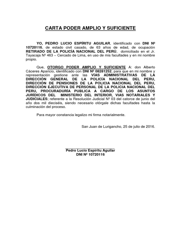 Carta Poder Especial | PDF | Gobierno | Policía