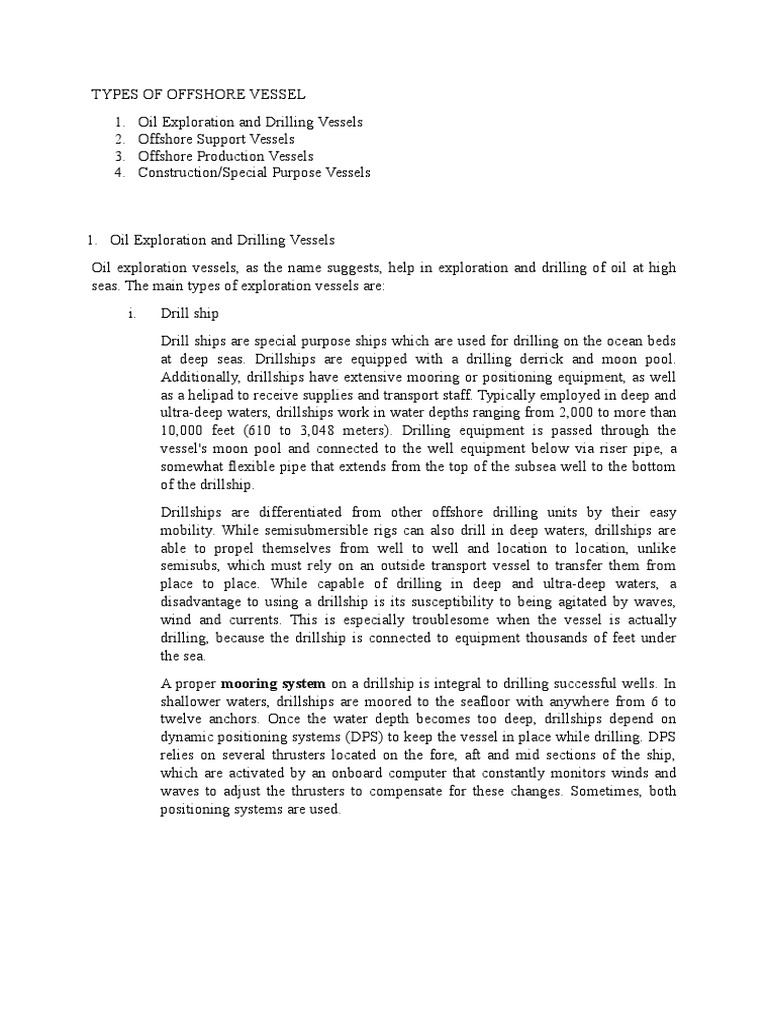 Types of Offshore Vessel | PDF | Offshore Drilling | Deep Foundation