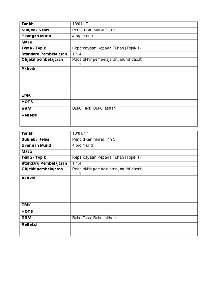 Lesson Plan Moral (Year 3) | PDF