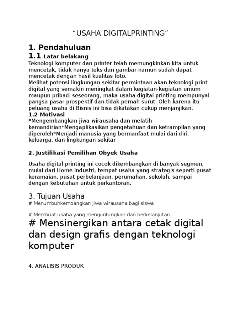 Proposal Digital Printing | PDF