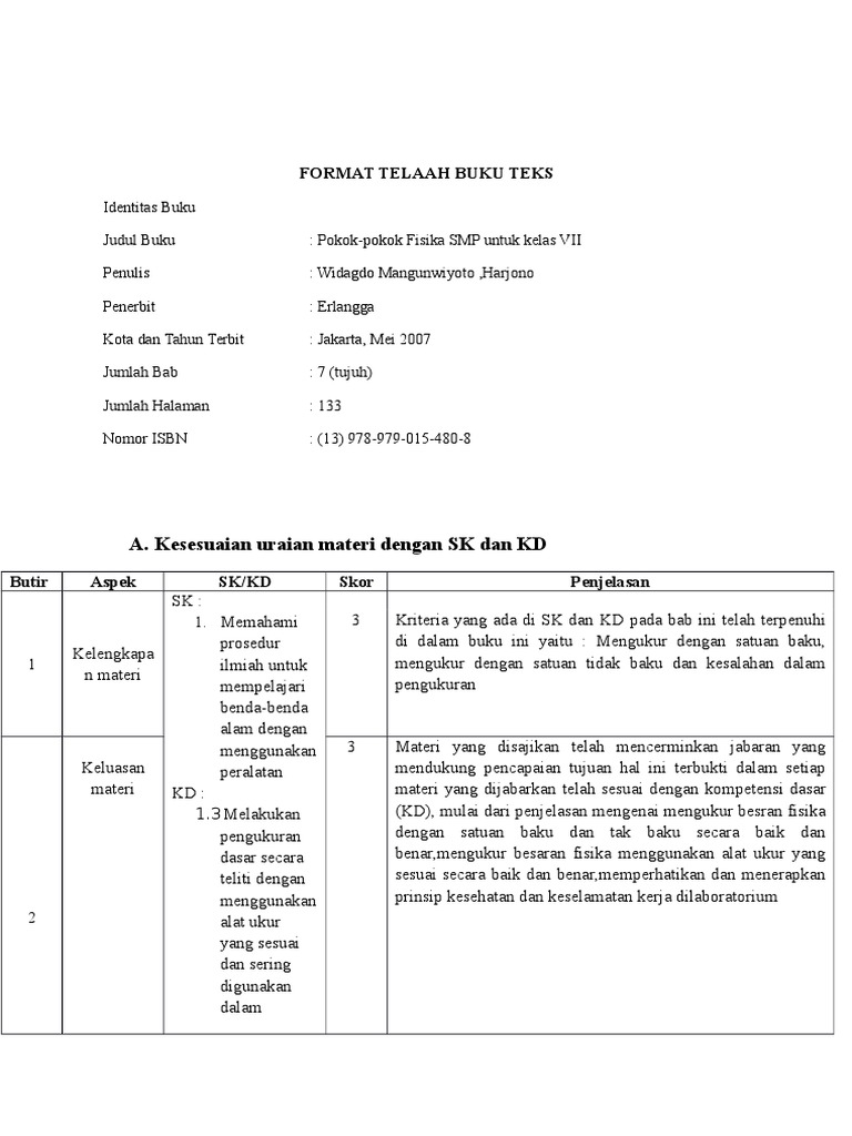 Format Telaah Buku Teks Kelompok | PDF