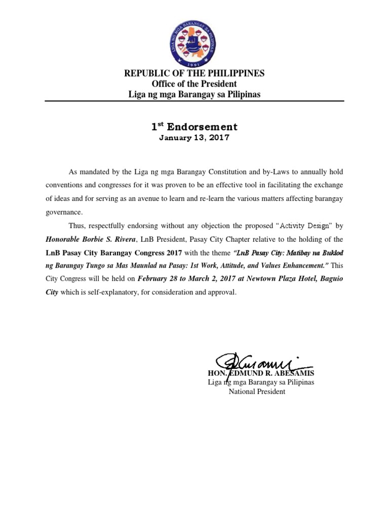 Sample Endorsement | PDF