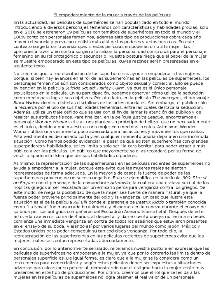 El Empoderamiento de La Mujer A Través de Las Películas | PDF | Empoderamiento | Mujer