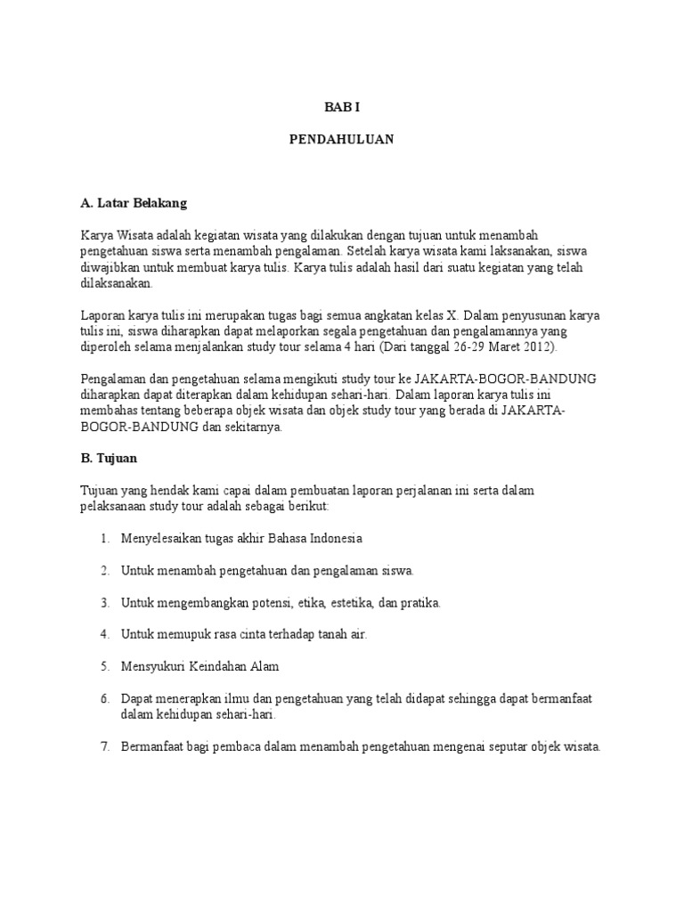 Contoh Laporan Study Tour | PDF