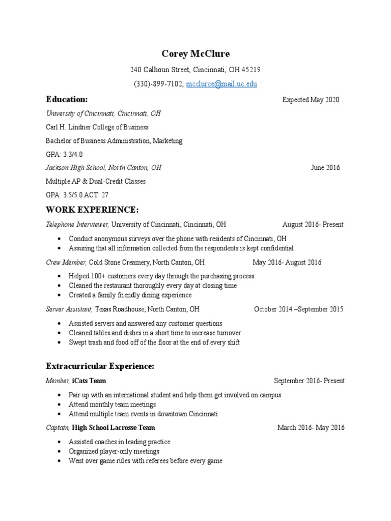 Mcclure Corey Resume | PDF