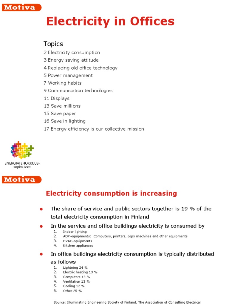 Energy Efficiency in Office Electricity | PDF | Efficient Energy Use ...