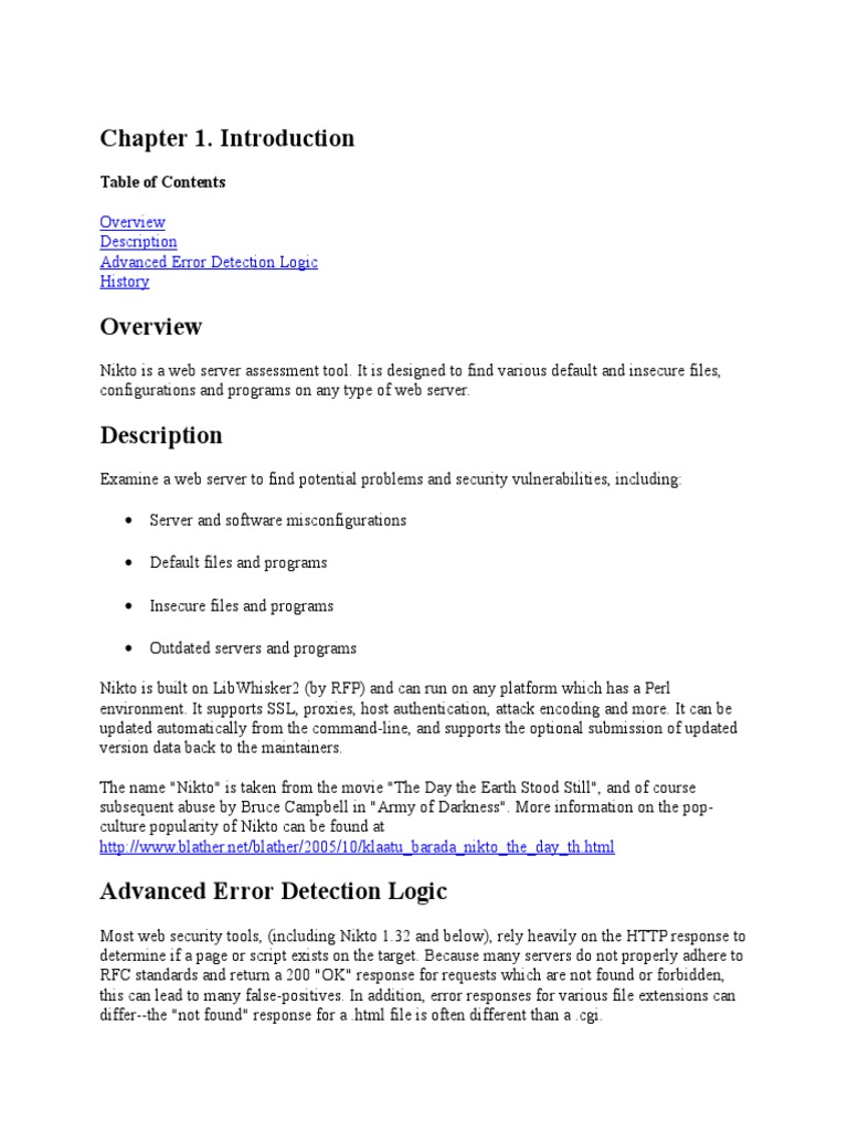 Manual Nikto | PDF | Hypertext Transfer Protocol | Web Server