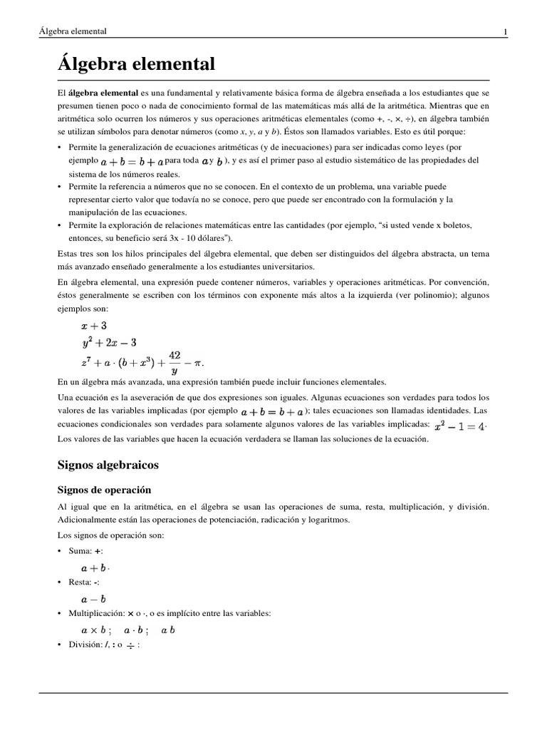 Algebra Elemental | PDF | Algebra | Teaching Mathematics