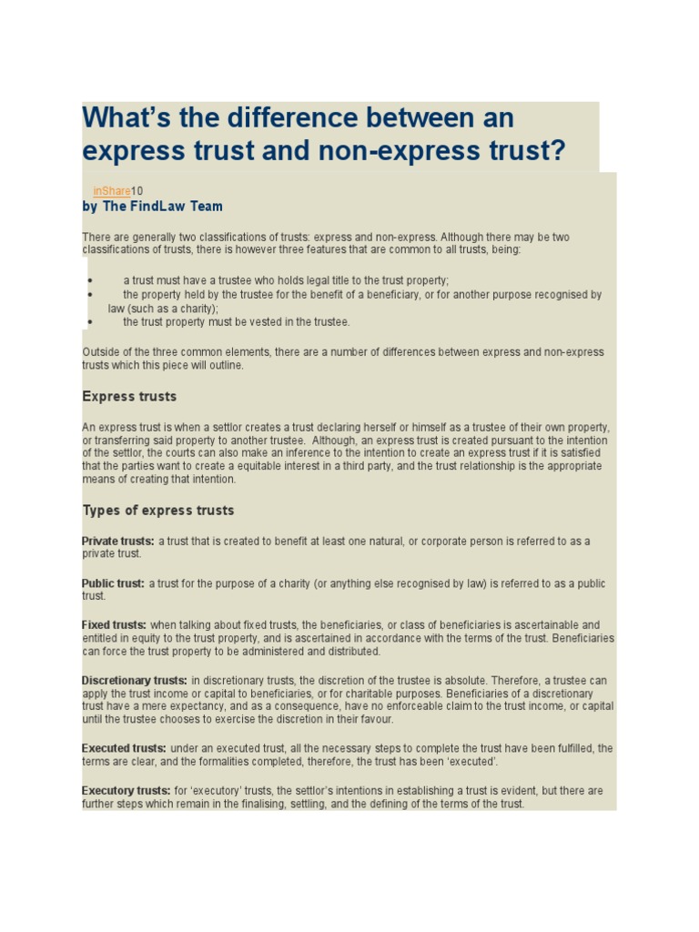 Express Trust Definition | PDF | Trust Law | Trustee