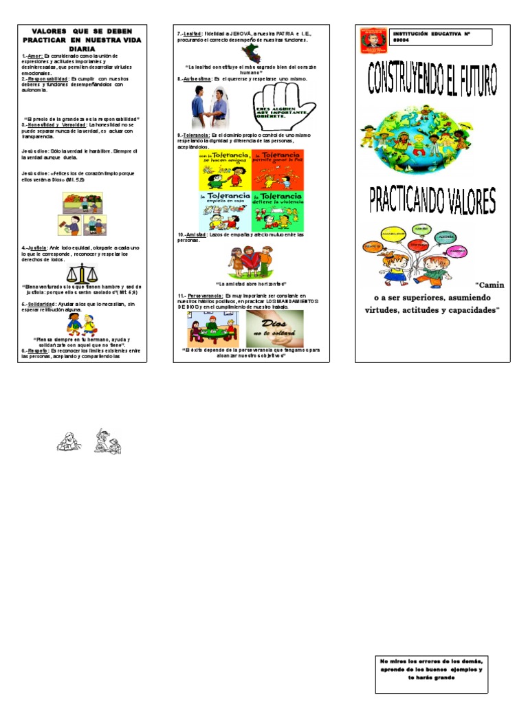 Triptico de Los Valores | PDF | Verdad | Justicia