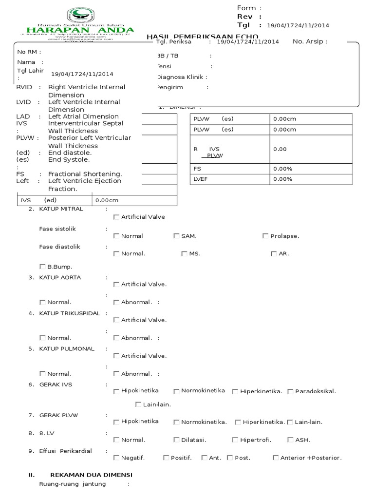 Form Pemeriksaan Echo Blank | PDF