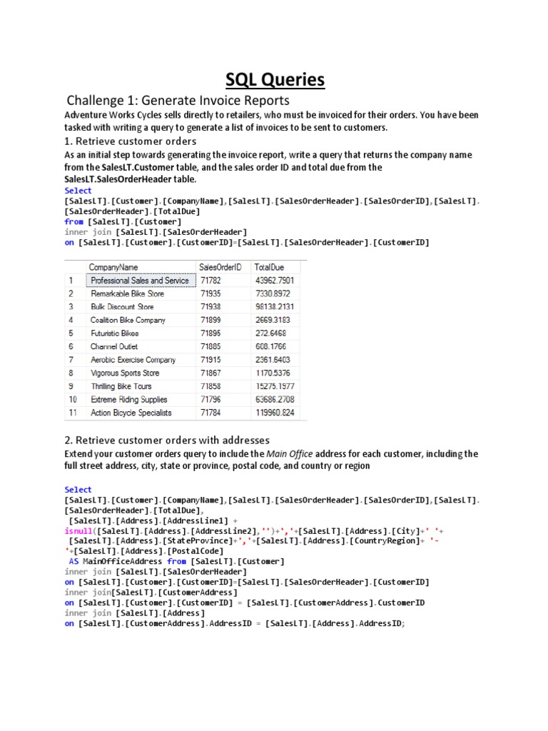 SQL Queries To Generate Reports | PDF | Data Management Software ...