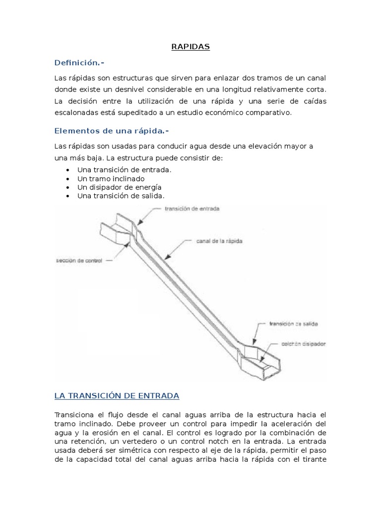 Diseño de Rápidas Hidráulicas | PDF | Agua | Pendiente