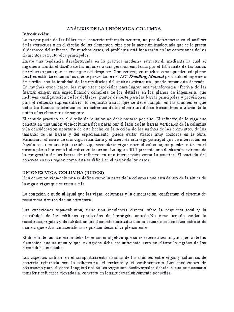 Union Viga Columna | PDF | Rigidez | Concreto reforzado