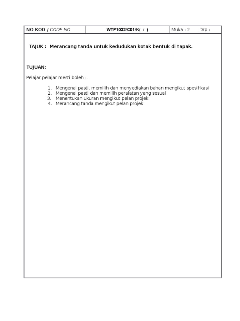 Kertas Amali Setting Out | PDF