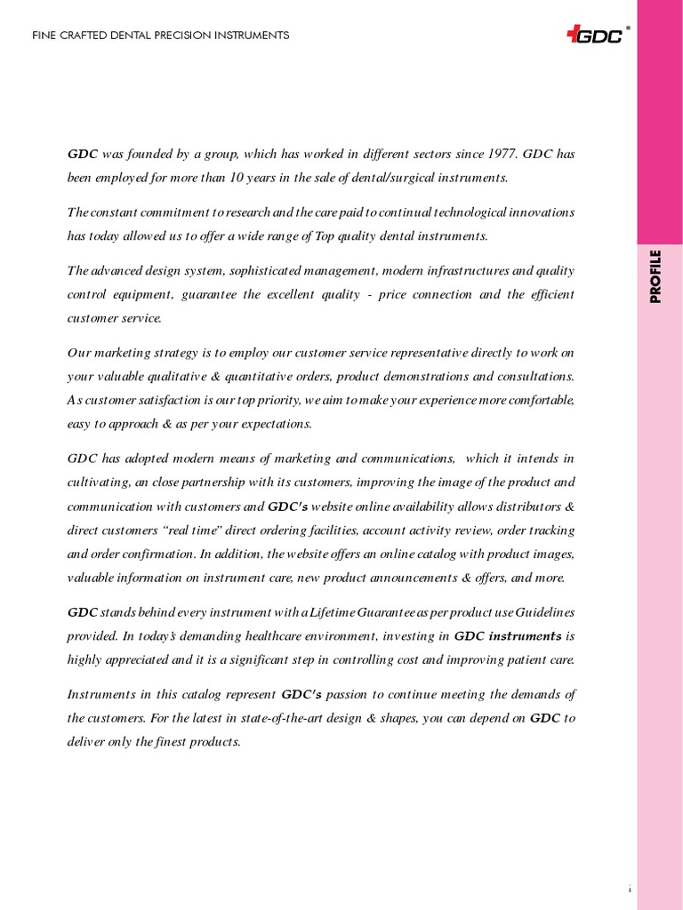 GDC Brochure | PDF | Sterilization (Microbiology) | Stainless Steel