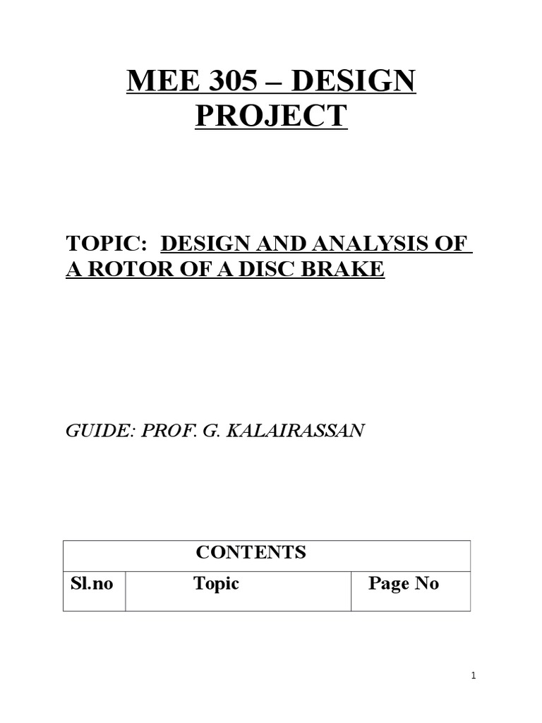 Disc Brake Rotor Project | PDF | Brake | Vehicle Parts