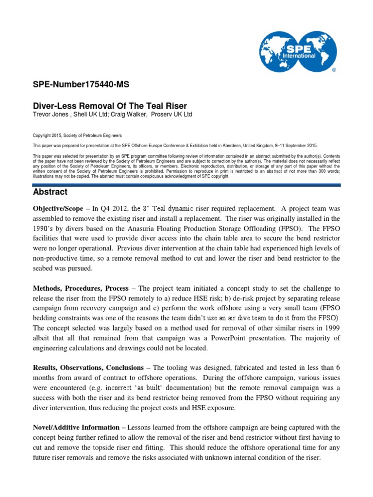 Diverless Removal of FPSO Risers | PDF | Science | Engineering