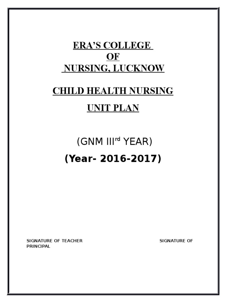 Child Health Nursing Unit Plan | PDF | Breastfeeding | Infants