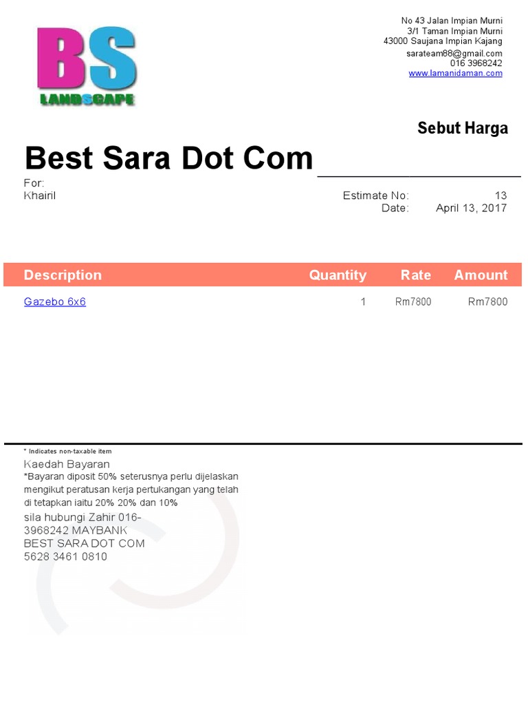 Contoh Sebut Harga | PDF
