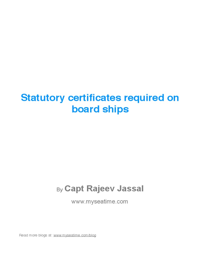 Statutory Certificates on Board | Ships | Cargo