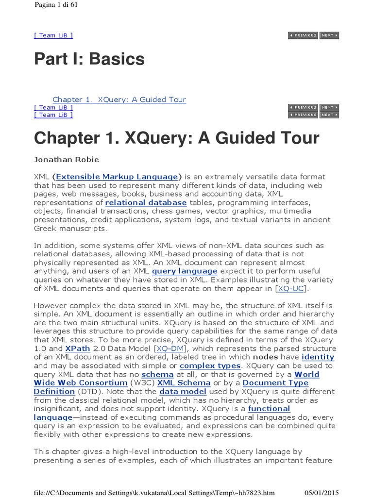 Part I: Basics: Chapter 1. Xquery: A Guided Tour | PDF | Art
