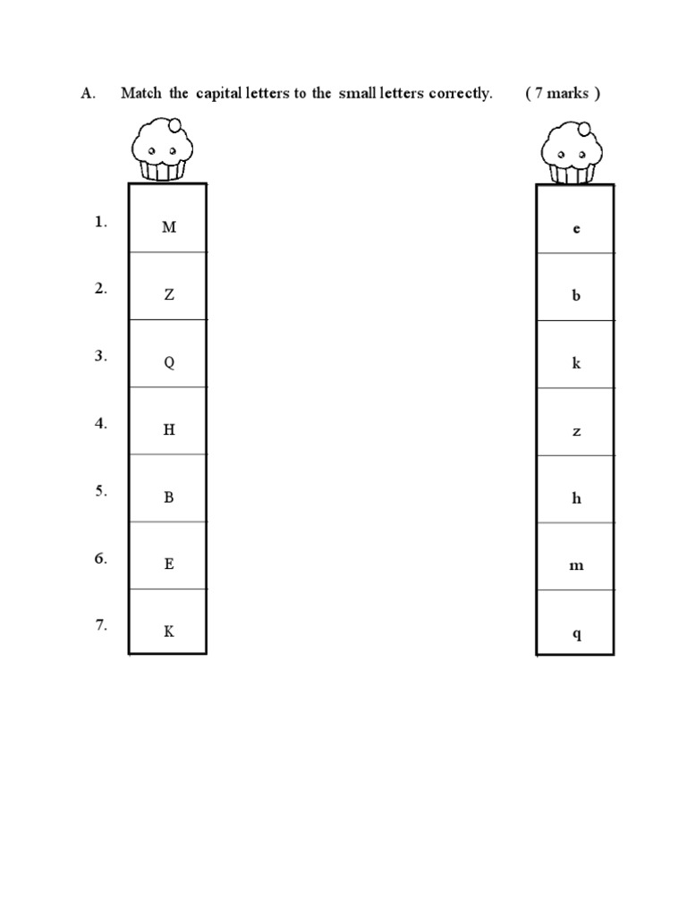 A. Match The Capital Letters To The Small Letters Correctly. (7 Marks ...