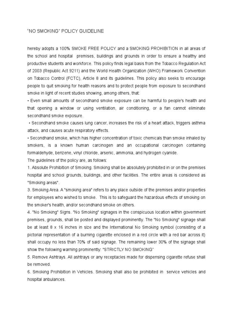 100% Smoke-Free Policy Guide | PDF | Finance & Money Management ...