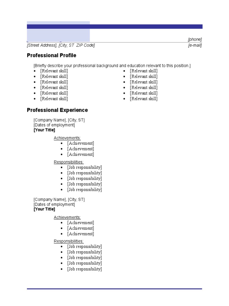 (Your Name) : Professional Profile | PDF