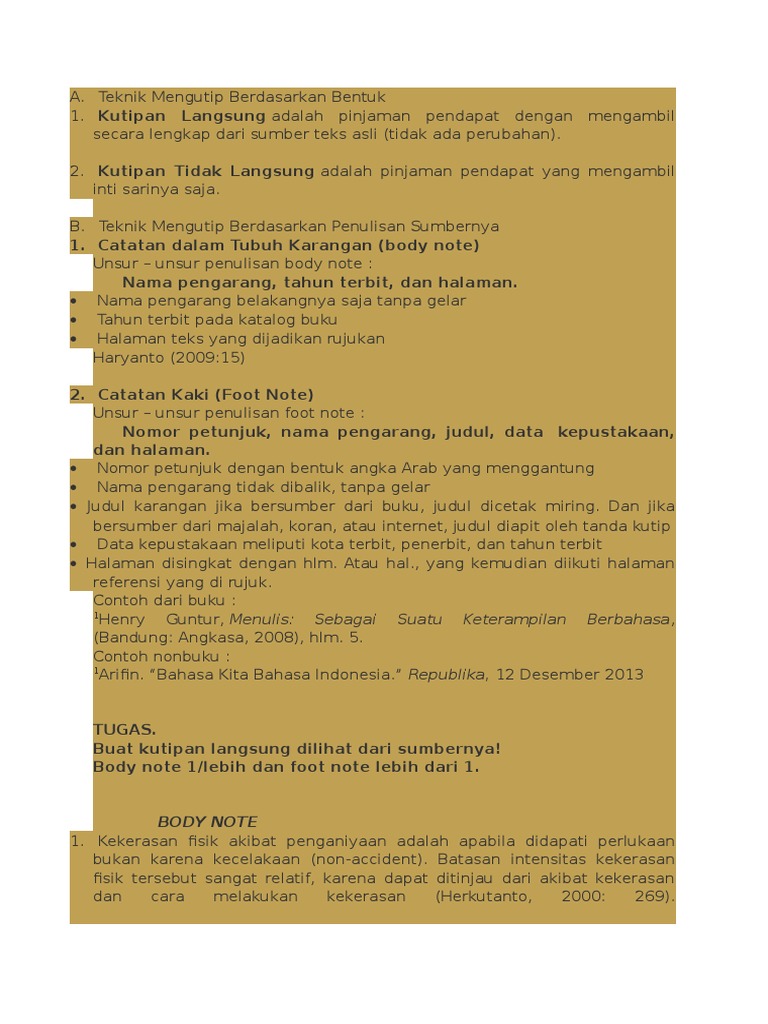 Penulisan Bodynote Dan Footnote | PDF