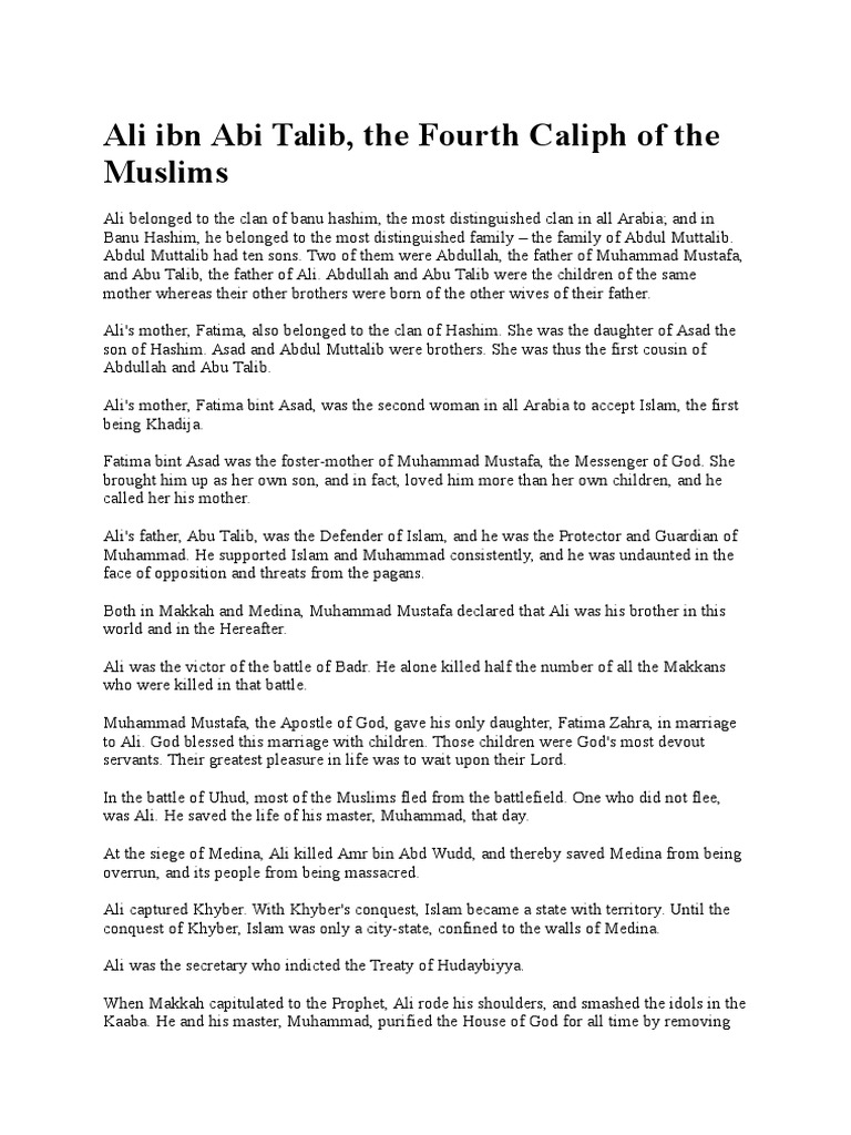 Ali Ibn Abi Talib | PDF | Ali | Medieval Muslims