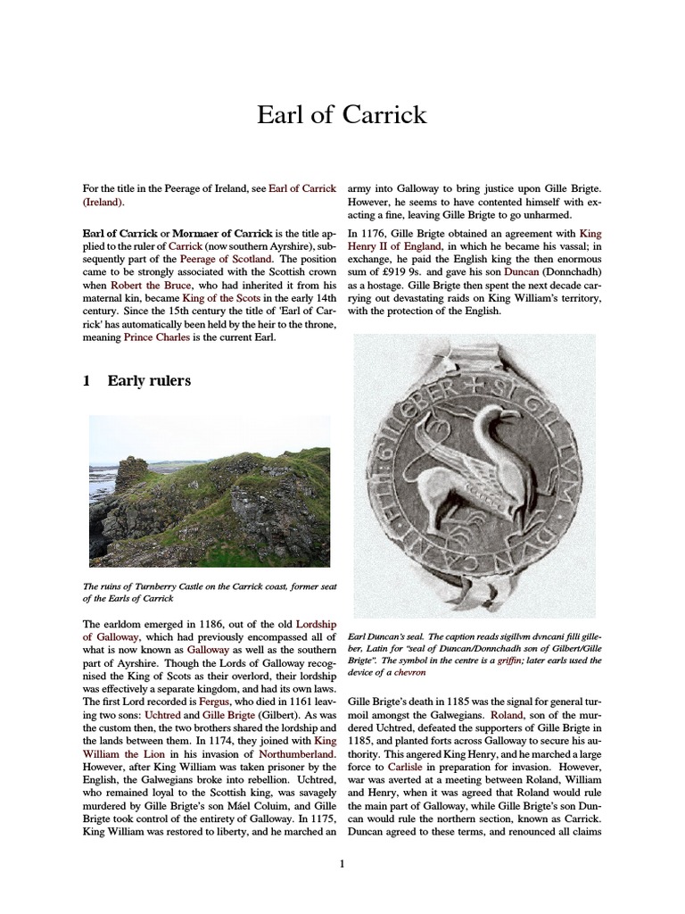 Earl of Carrick | PDF | Medieval Scotland | Scottish People