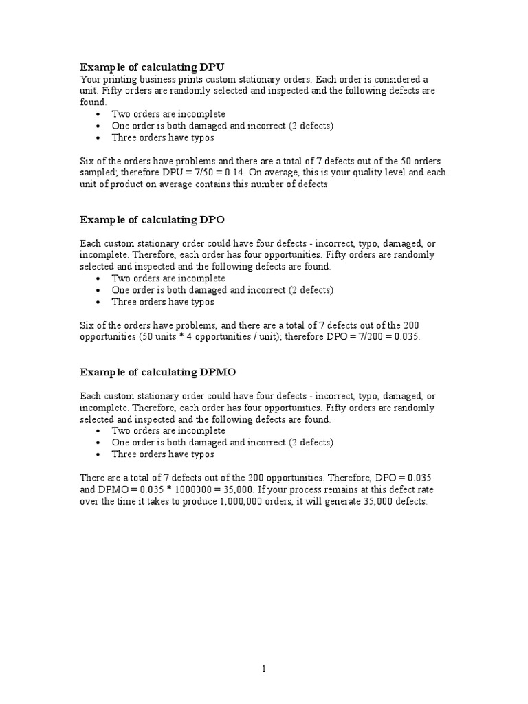 Calculating DPMO | PDF