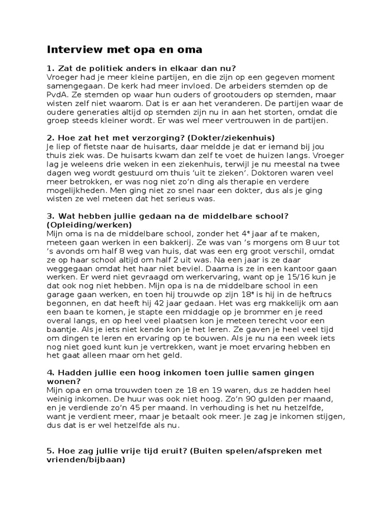 Interview Opa en Oma | PDF
