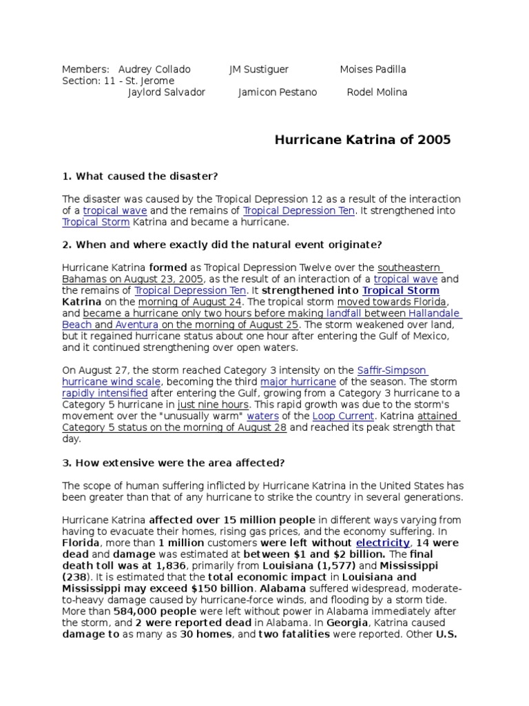 Hurricane Katrina of 2005: Tropical Wave Tropical Depression Ten ...