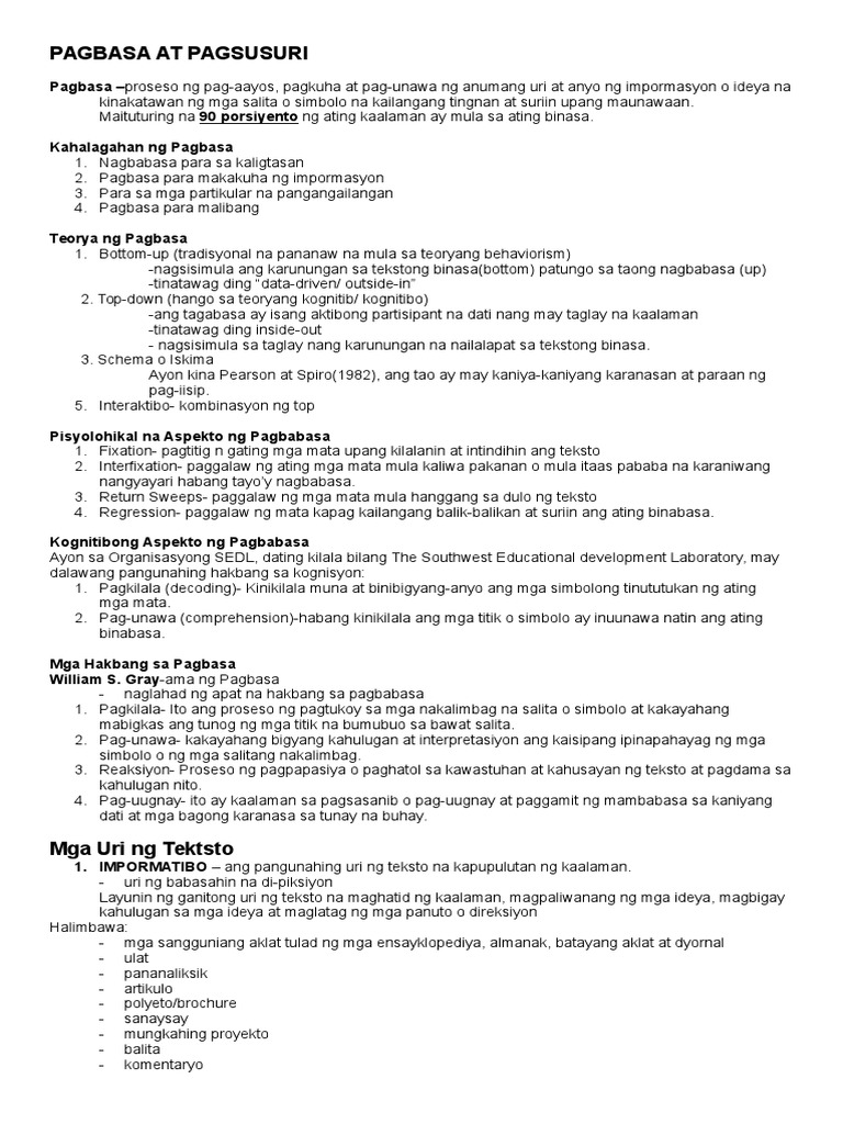 Pagbasa at Pagsusuri Ok | PDF