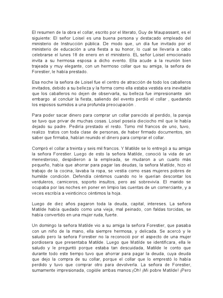 El Resumen de La Obra El Collar | PDF