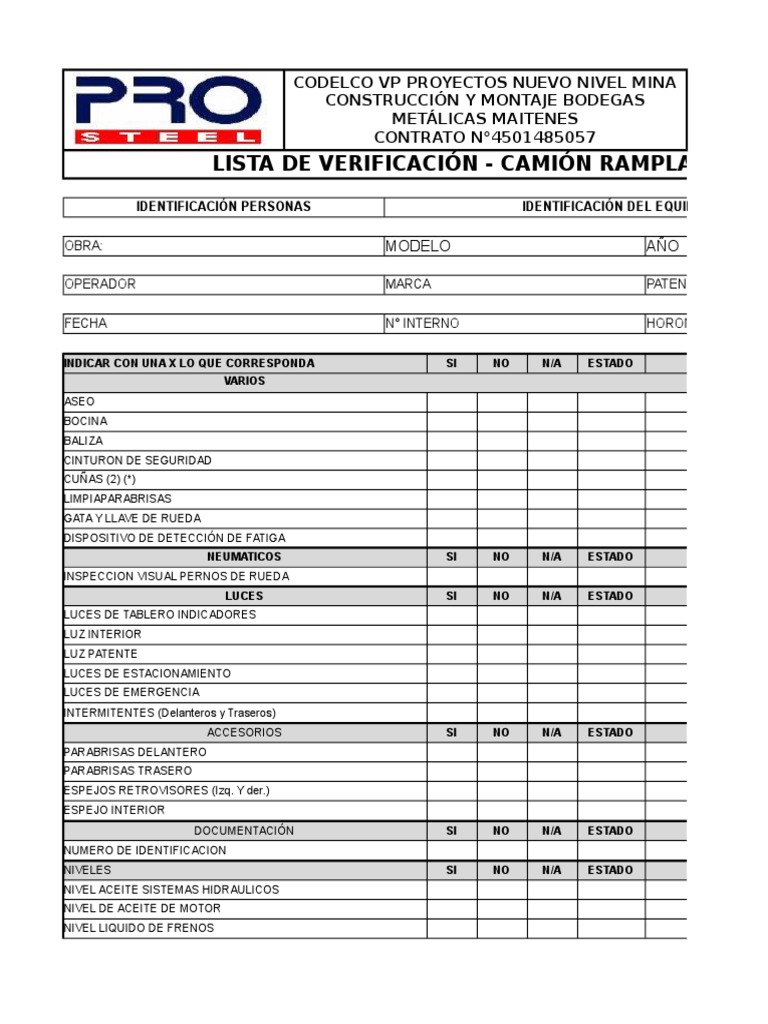 Check List Camión Rampla