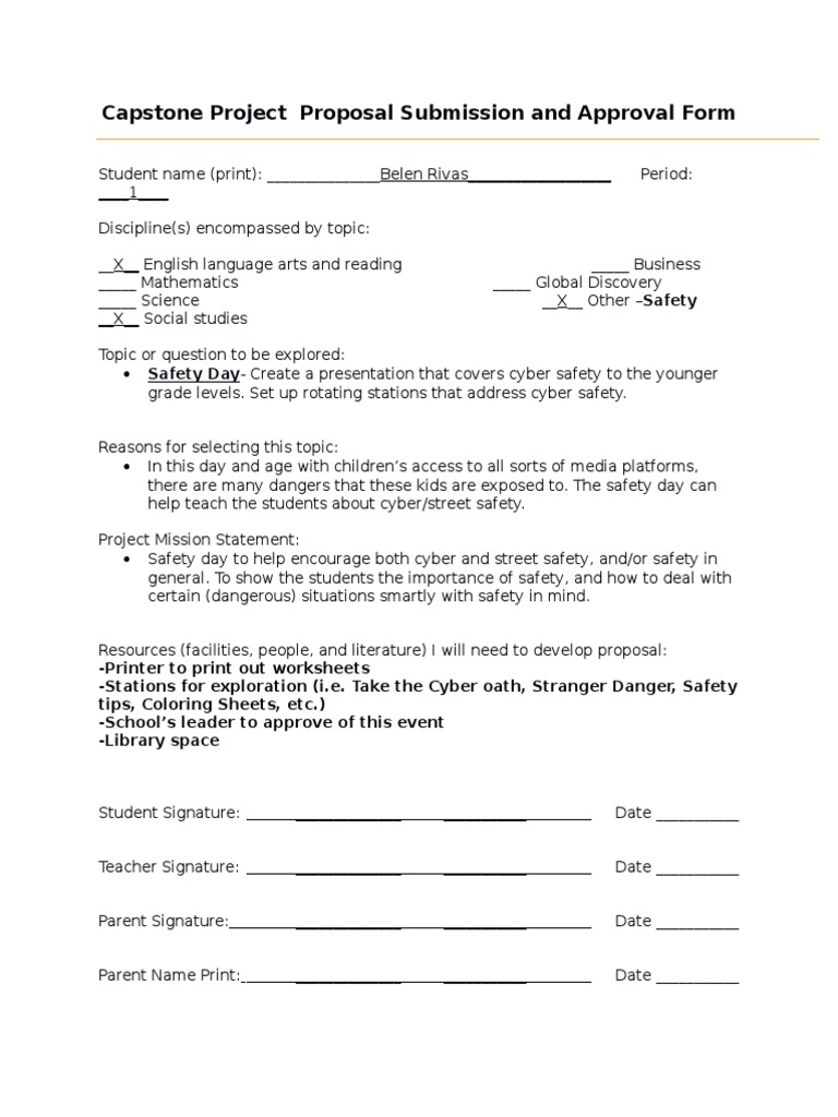 Capstone Project Proposal Submission and Approval Form 1 | PDF