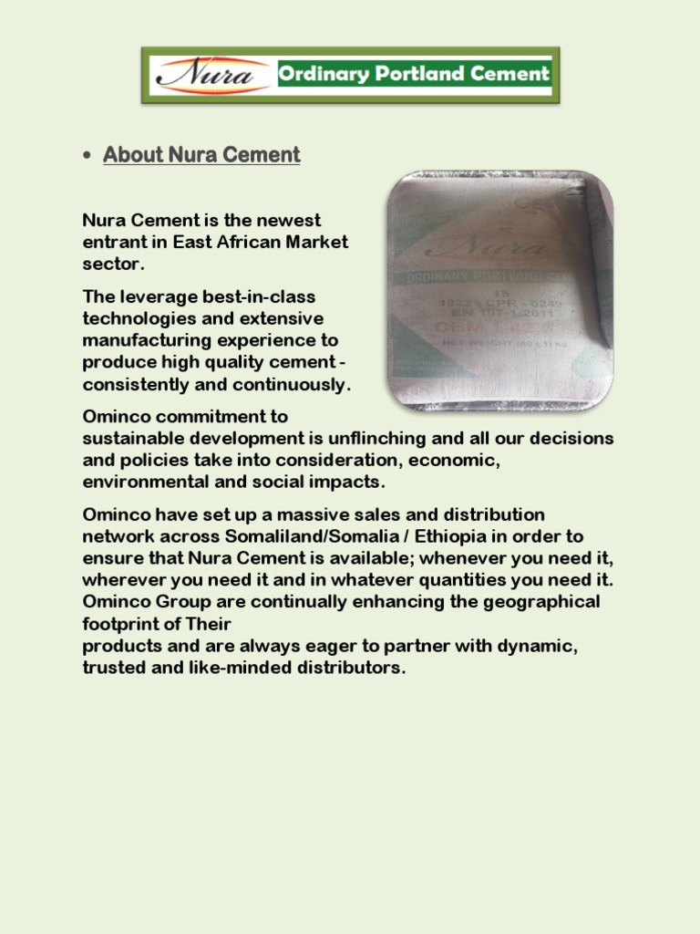 Nura Ordinary Portland Cement | PDF | Cement | Somalia