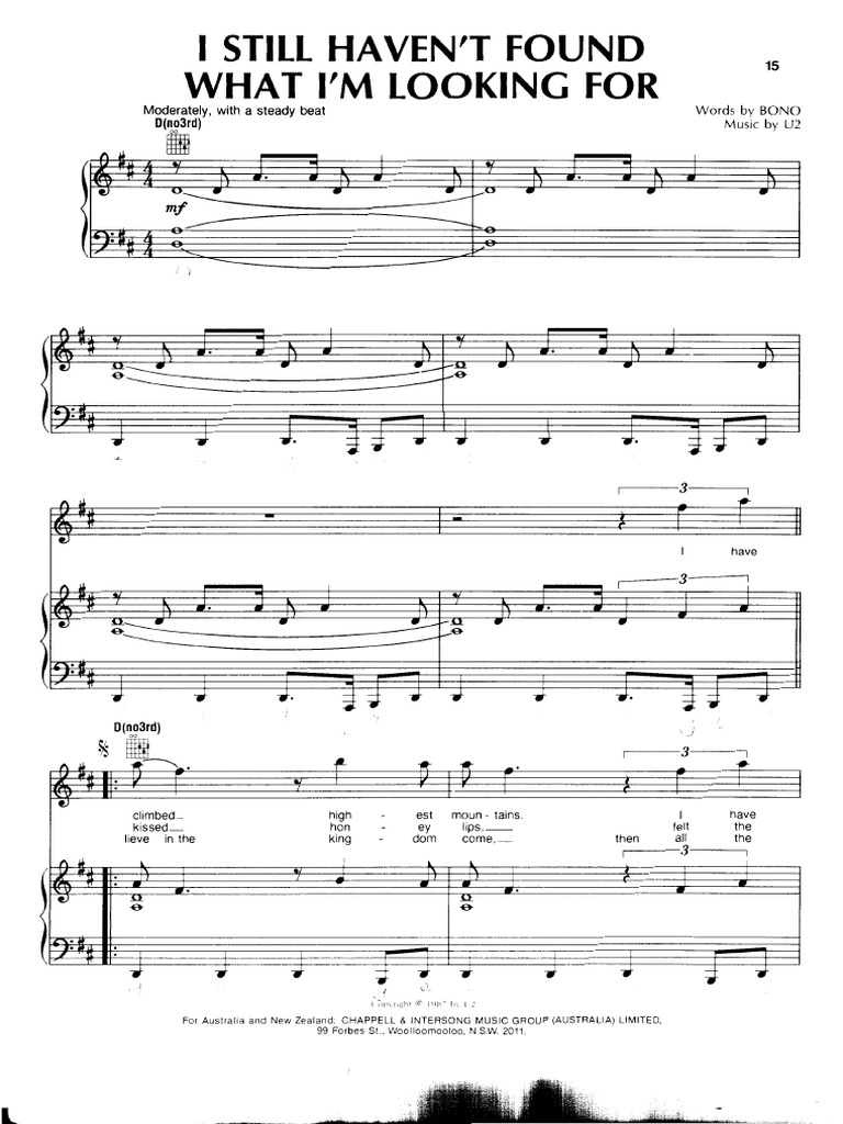 U2 - I Still Haven't Found What I'm Looking For | PDF
