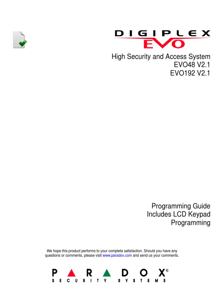 Paradox EVO48 | PDF | Remote Control | Security Alarm
