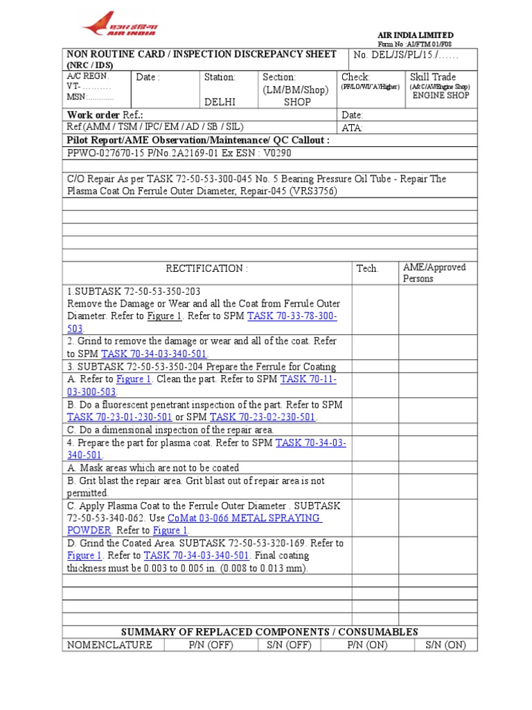 Non Routine Card-Nrc | PDF