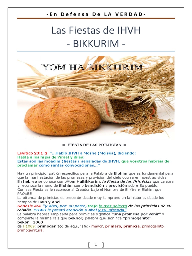Las Fiestas de IHVH - Bikkurim | PDF