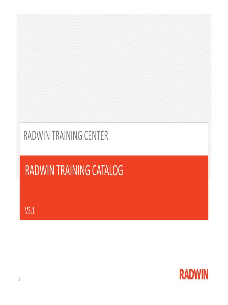 Radwin Training Catalog v3.1 | PDF | Internet Access | Educational Technology