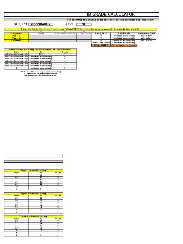Ib Grade Calculator Geo SL | PDF | Teaching Mathematics | Nature