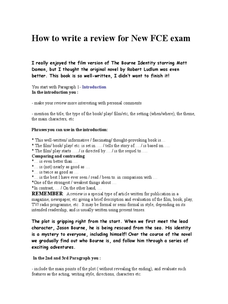 How To Write A Review For New FCE Exam | PDF | Ellipsis | Leisure