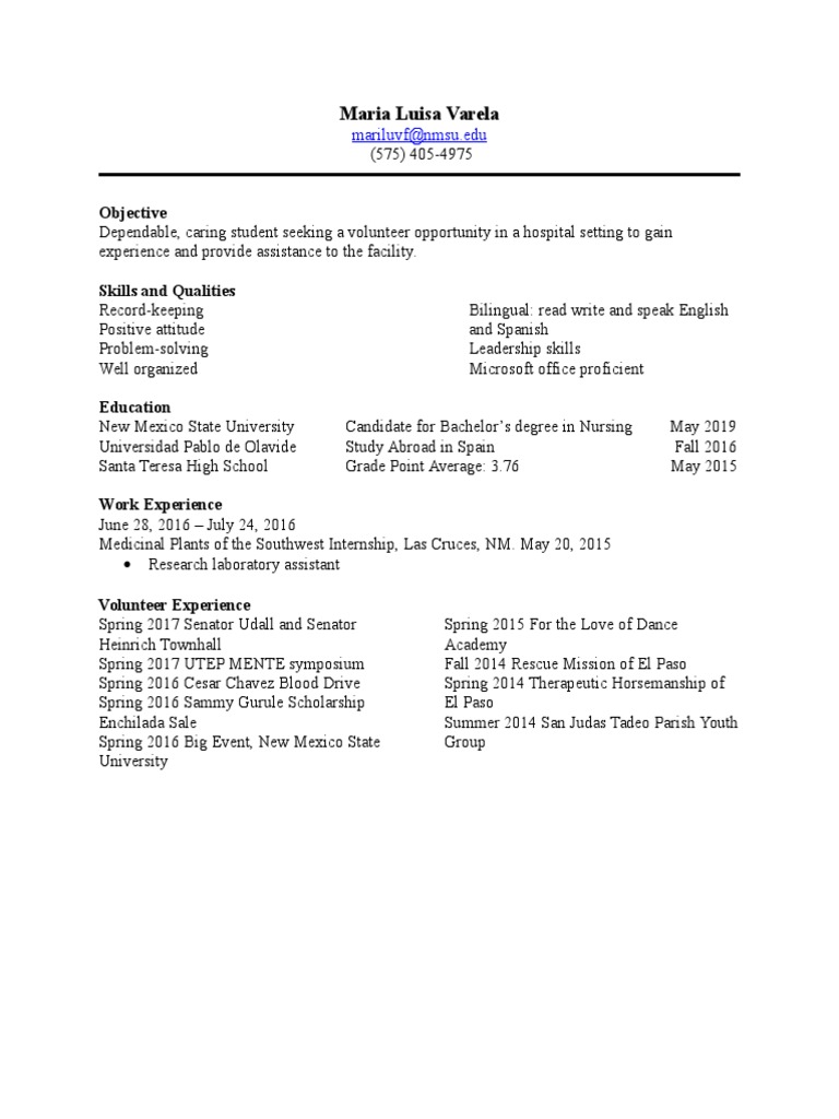 Resume Maria Luisa | PDF