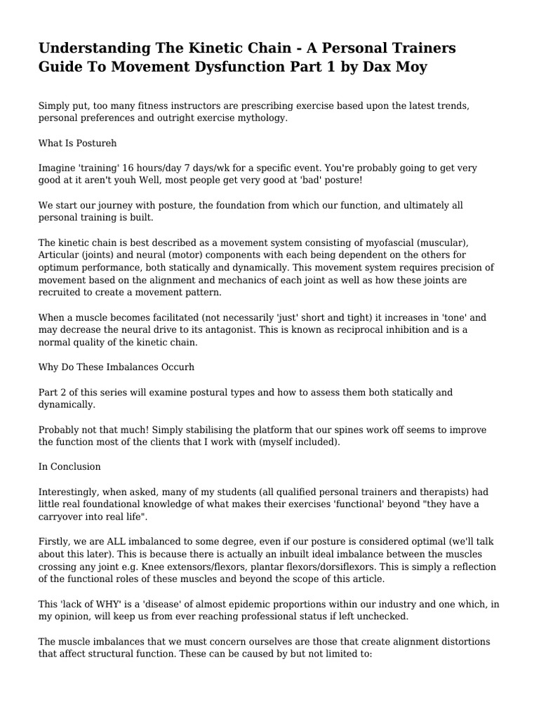 Understanding The Kinetic Chain - A Personal Trainers Guide To Movement ...